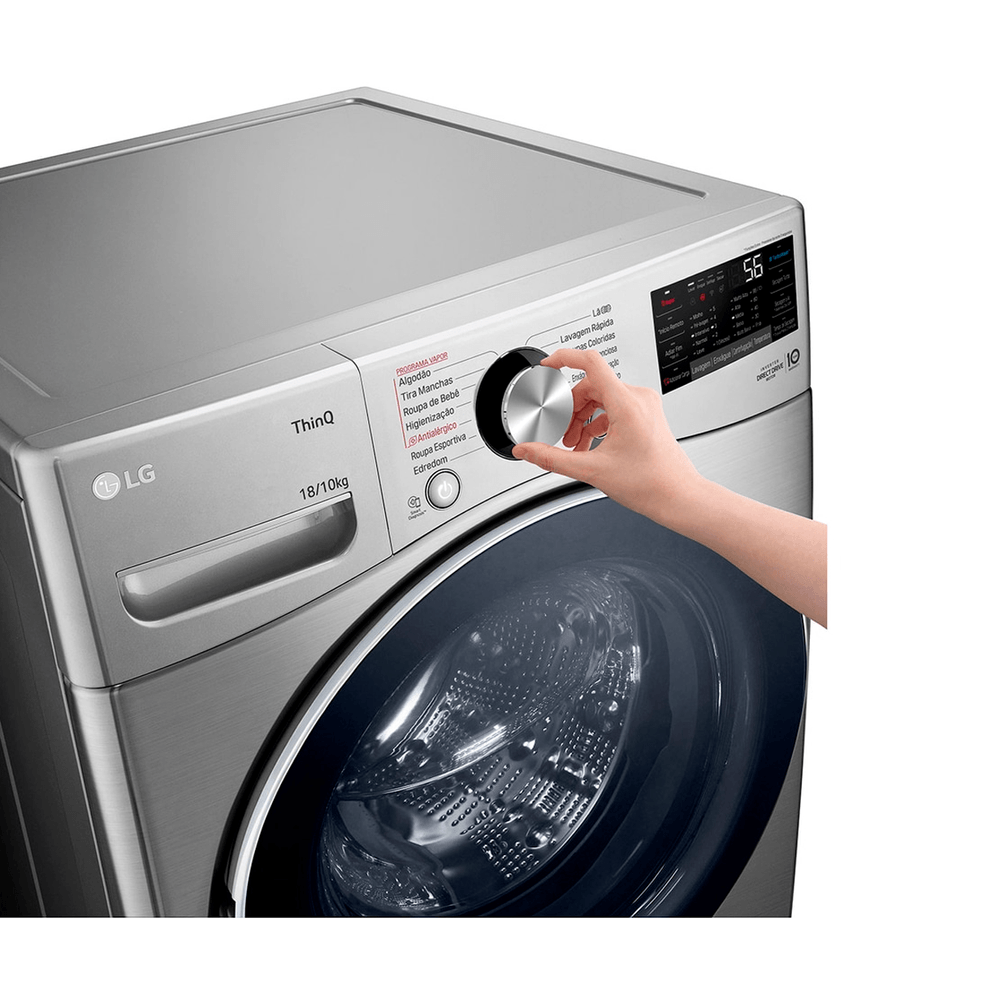 Lava e Seca LG Smart A 18kg Inox Look com Inteligência Artificial AIDD™ (WD18SV2S6BA) - 220V ...